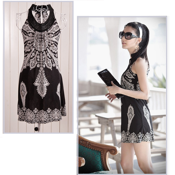 Women's Floral Mini Dress Classic Vintage Collar Exotic on Luulla