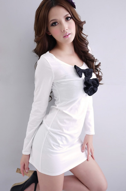 Women White Solid Straight Full Short Dress on Luulla